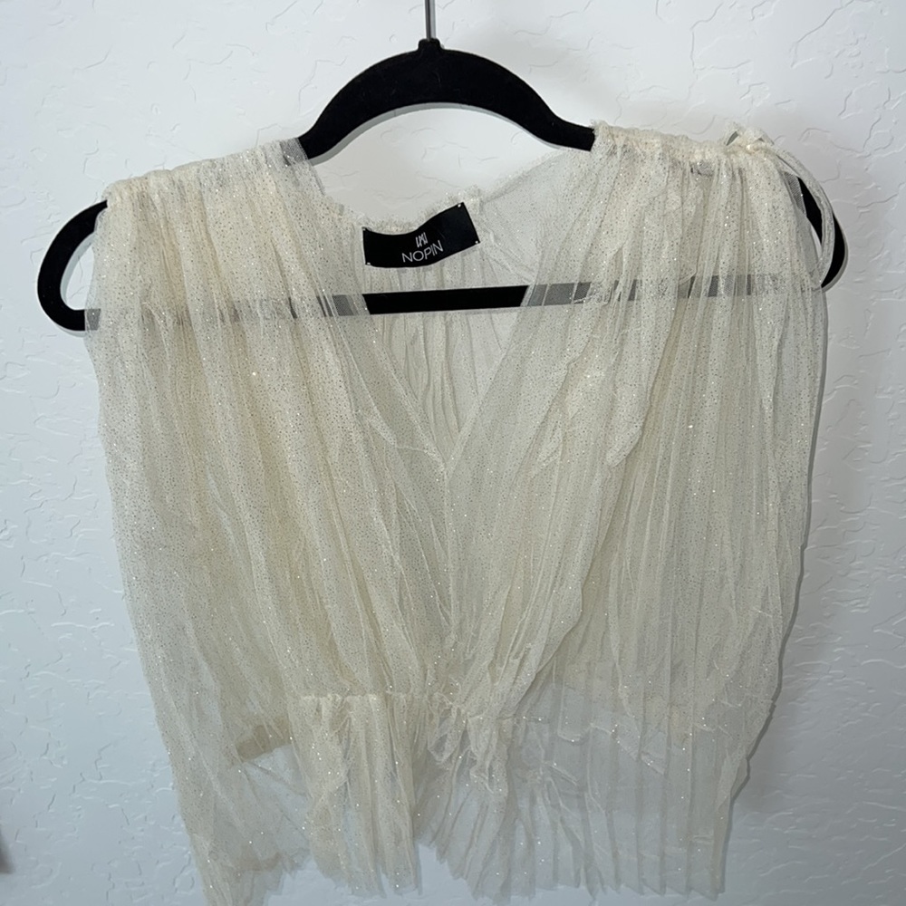 Nopin Sheer Ivory Sparkle Nye Top - Gem